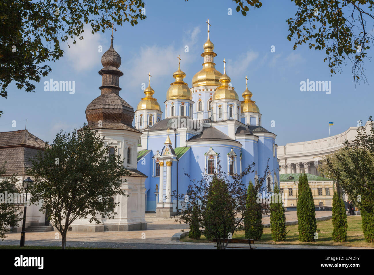 The iconic blue St Michael's Golden Domed Monastery, Kiev, Ukraine with ...