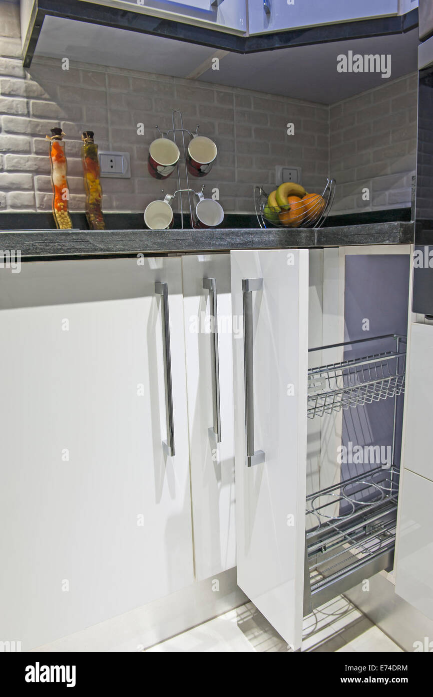 Interior design of luxury apartment kitchen area counter top and ...
