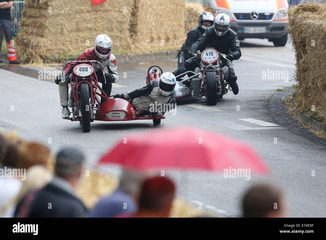 Hamburg, Germany. 06th Sep, 2014. Motorcycle combinations drive during ...