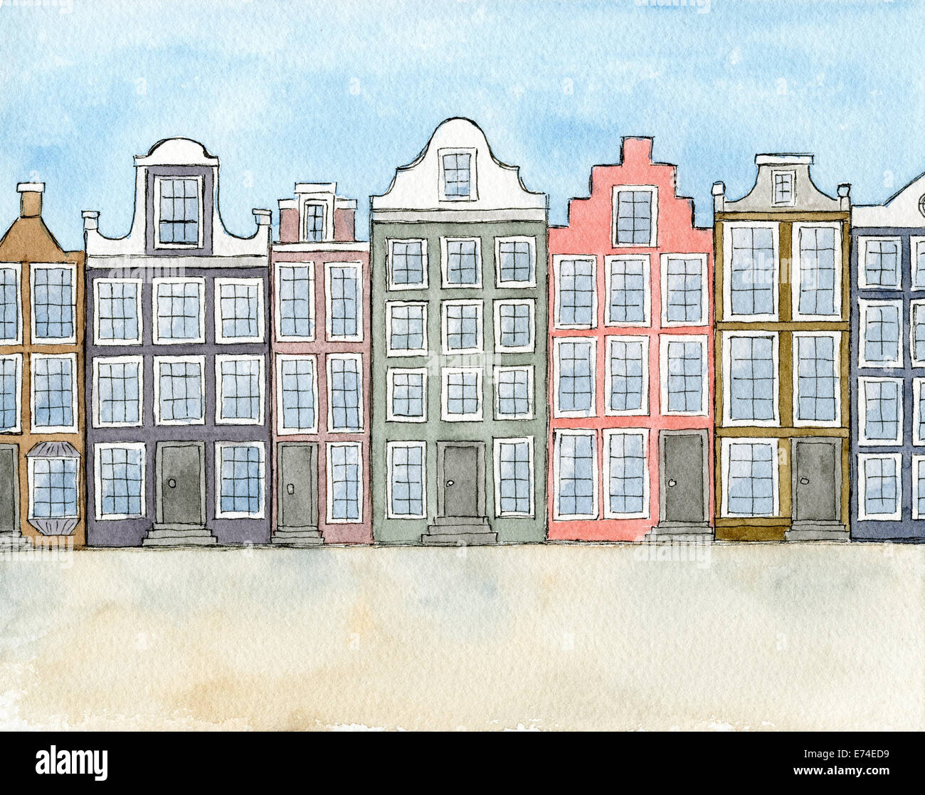 Watercolor painting of Amsterdam Stock Photo - Alamy