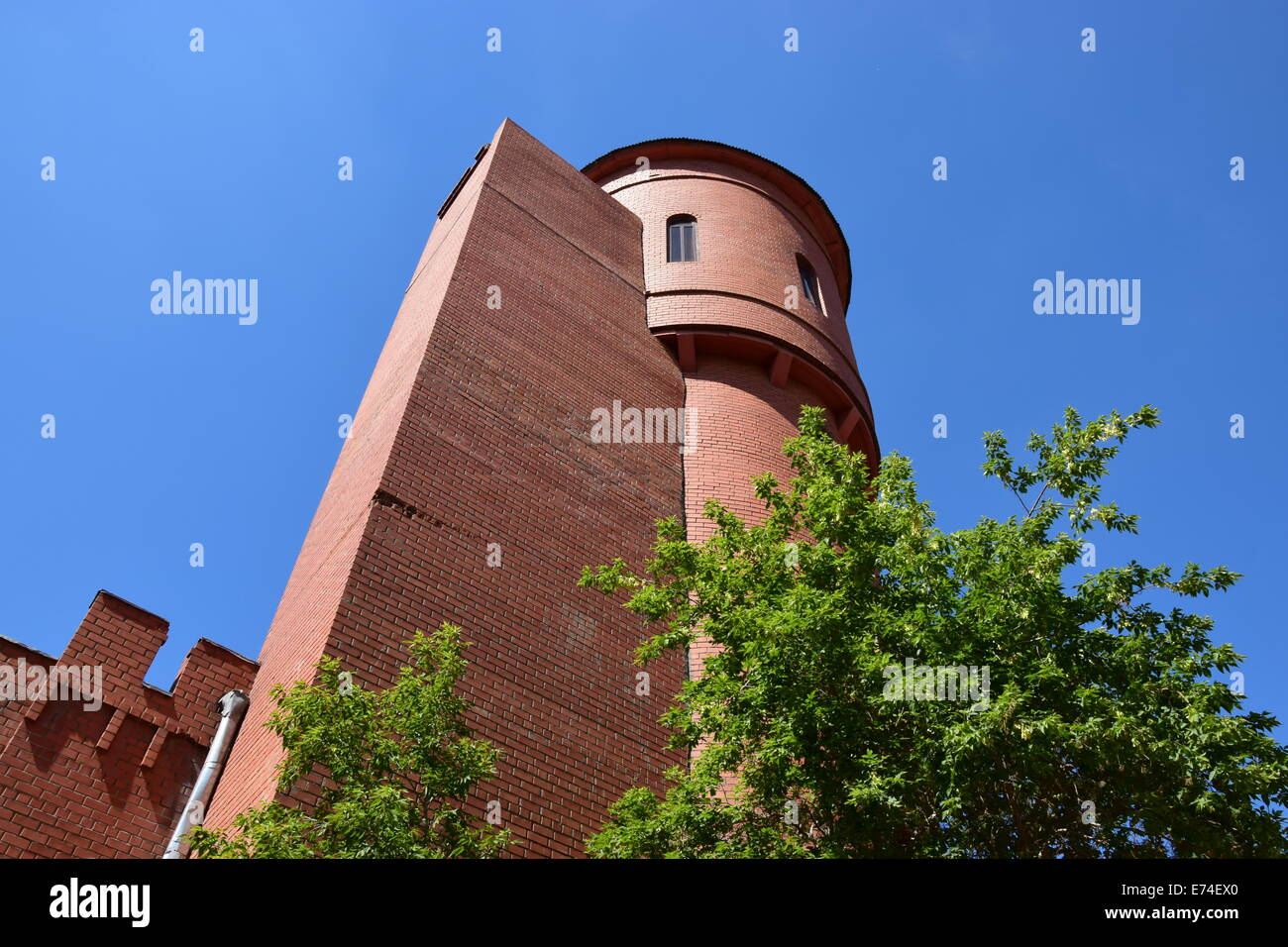 A red brick tower sunlit Stock Photo - Alamy