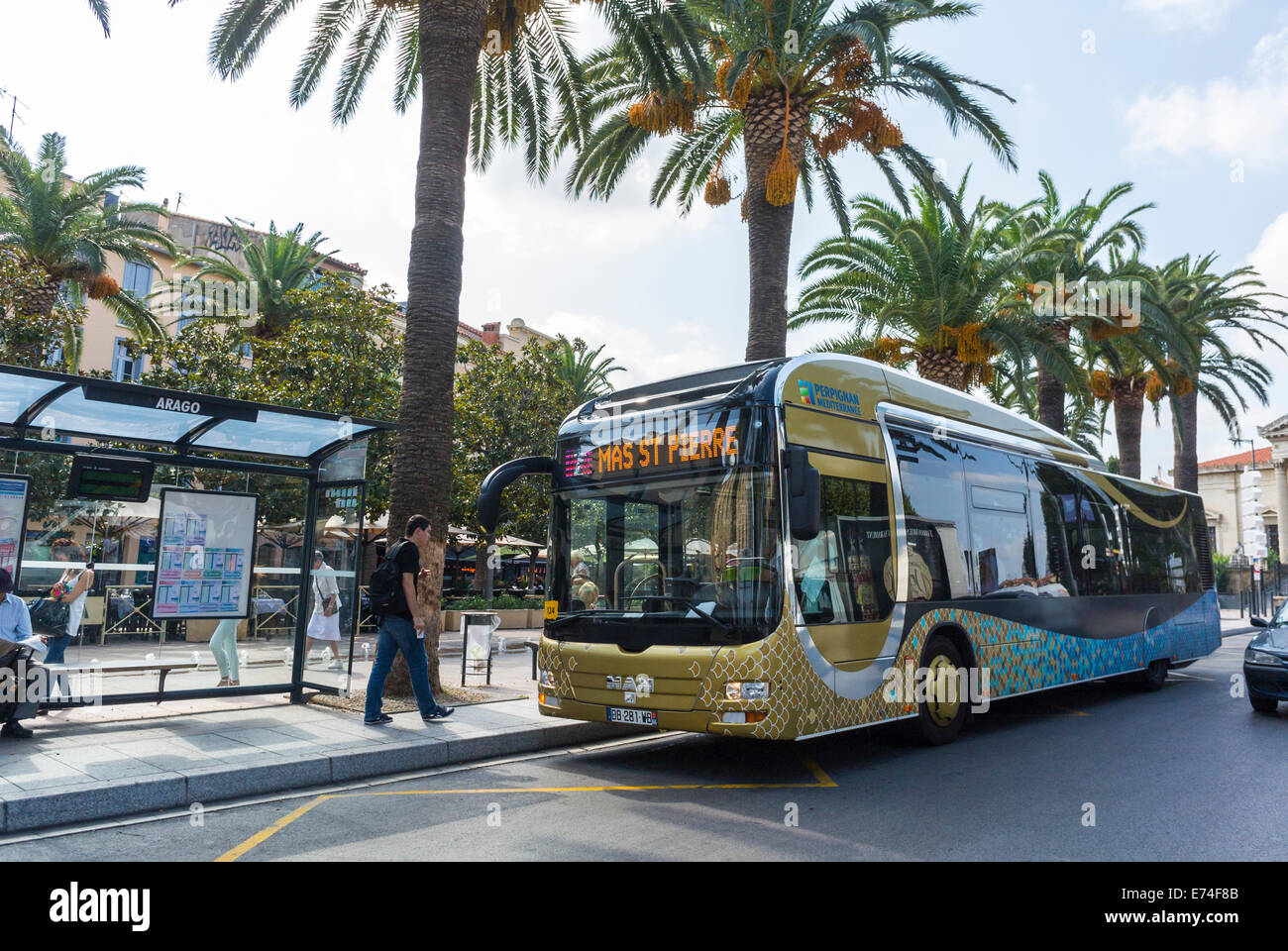 Perpignan, France, Public Bus at Bus Station, Place Arago, public ...
