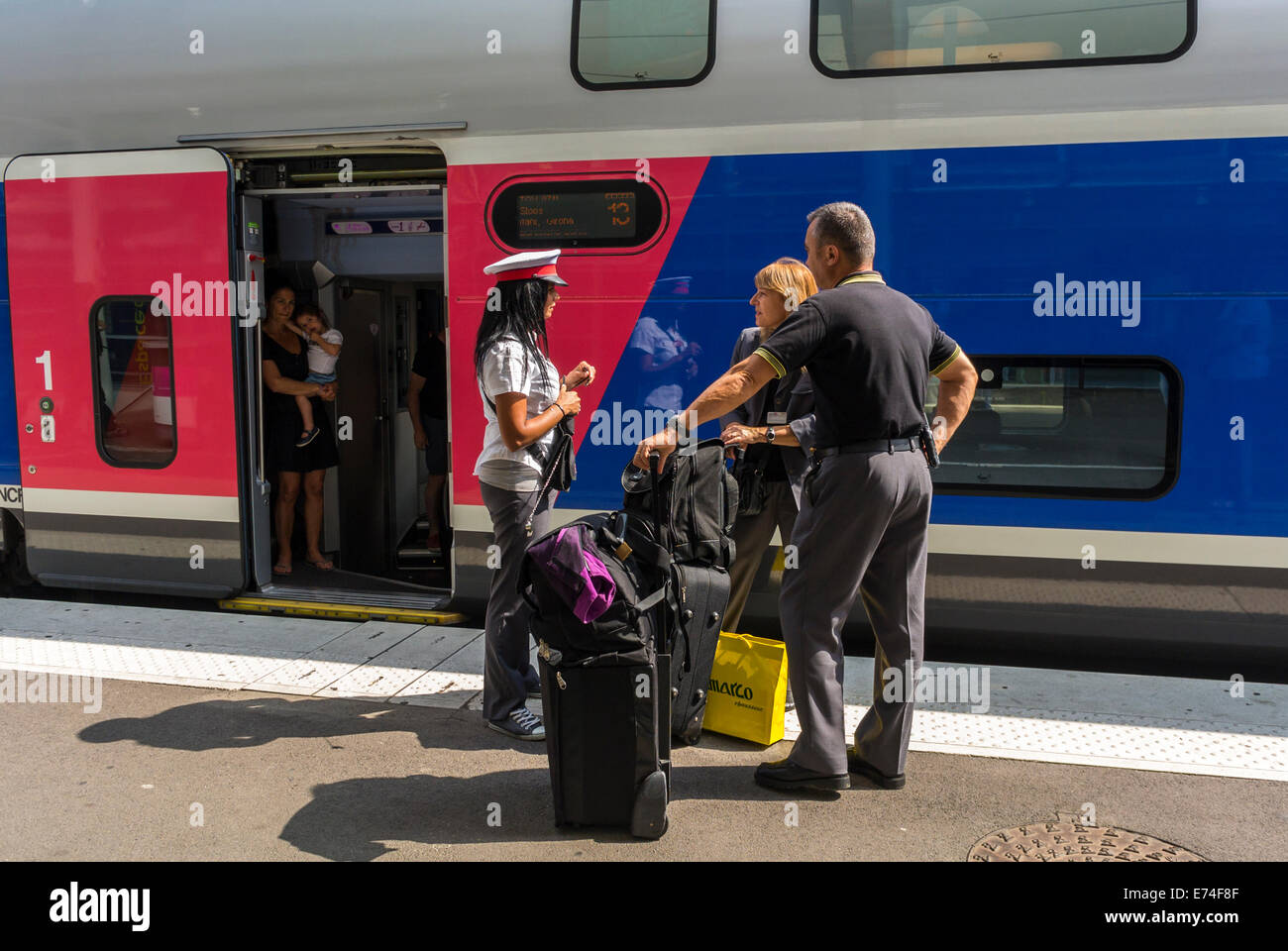 Perpignan, France, Group Tourists, Traveling French Train Station ...