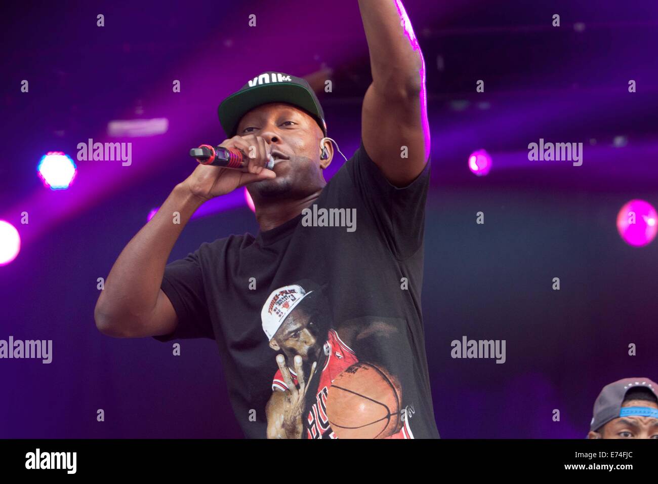 Dizzee Rascal (Dylan Mills) performing after racing at Kempton Park ...