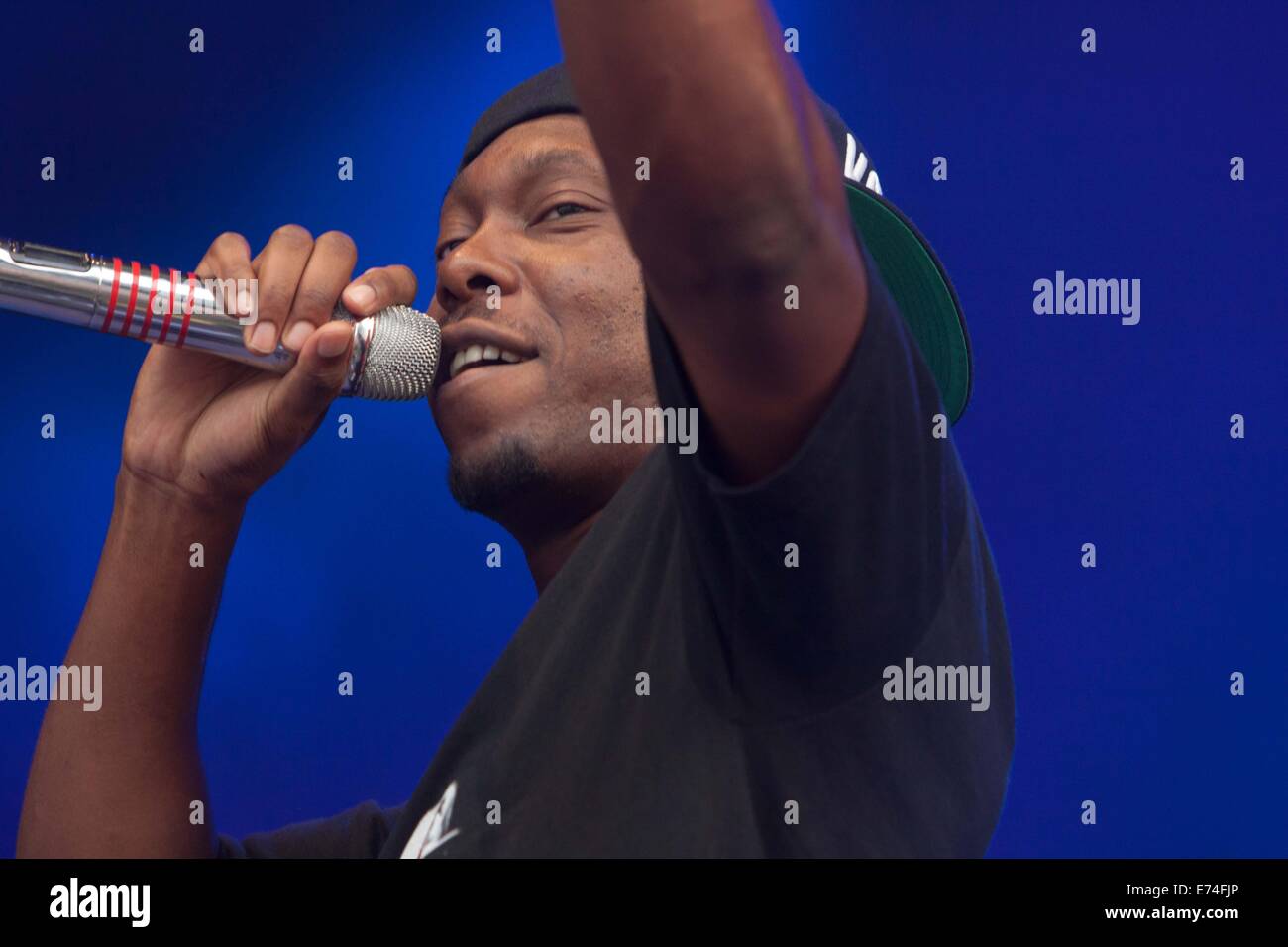 Dizzee Rascal (Dylan Mills) performing after racing at Kempton Park ...