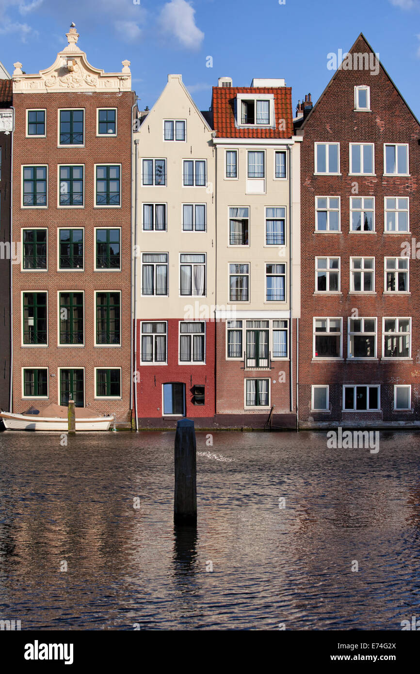 Dutch style historic canal row houses in Amsterdam, Holland, the ...