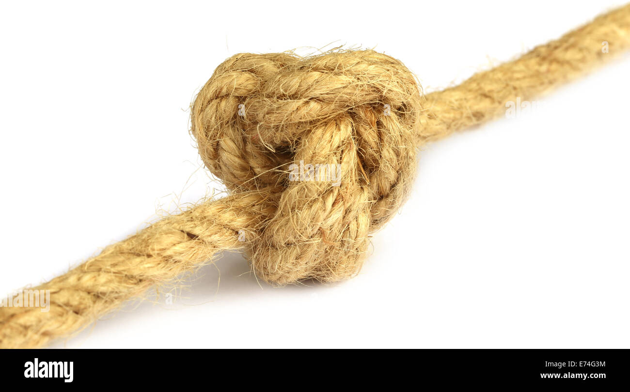 Knot on rope over white background Stock Photo - Alamy