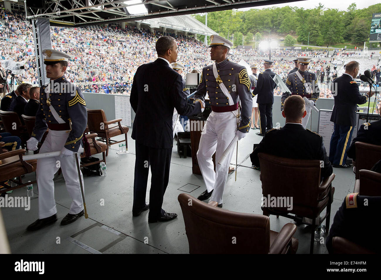 President Barack Obama greets graduating cadets during the United ...