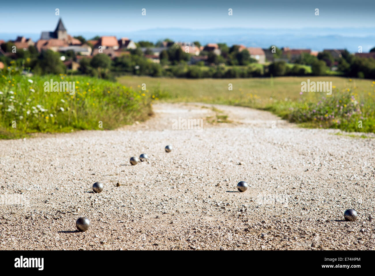 petanque, background village, France Stock Photo - Alamy