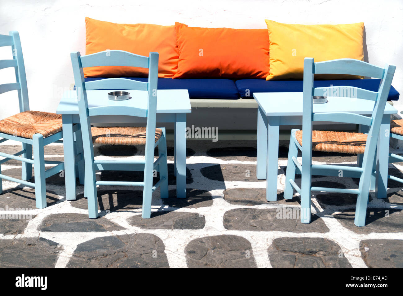 Traditional greek alley on Mykonos island, Greece Stock Photo - Alamy