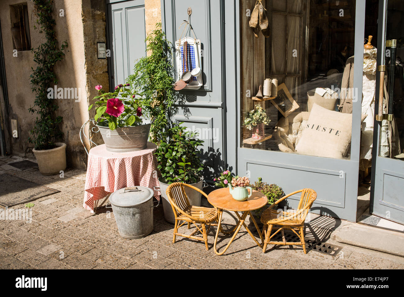Old shop fronts in town Uzes, France, Europe Stock Photo - Alamy