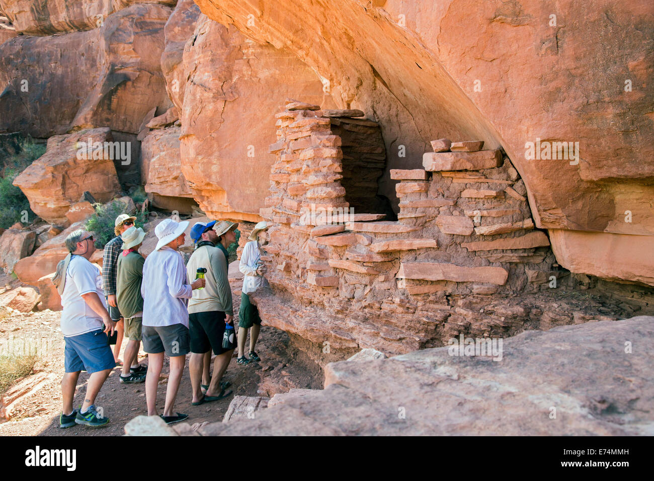 Canyonlands National Park, Utah - A river rafting group examines an ...