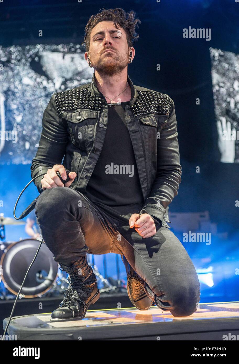 Clarston, MI, USA. 30th Aug, 2014. DAVEY HAVOK of AFI performs at DTE ...