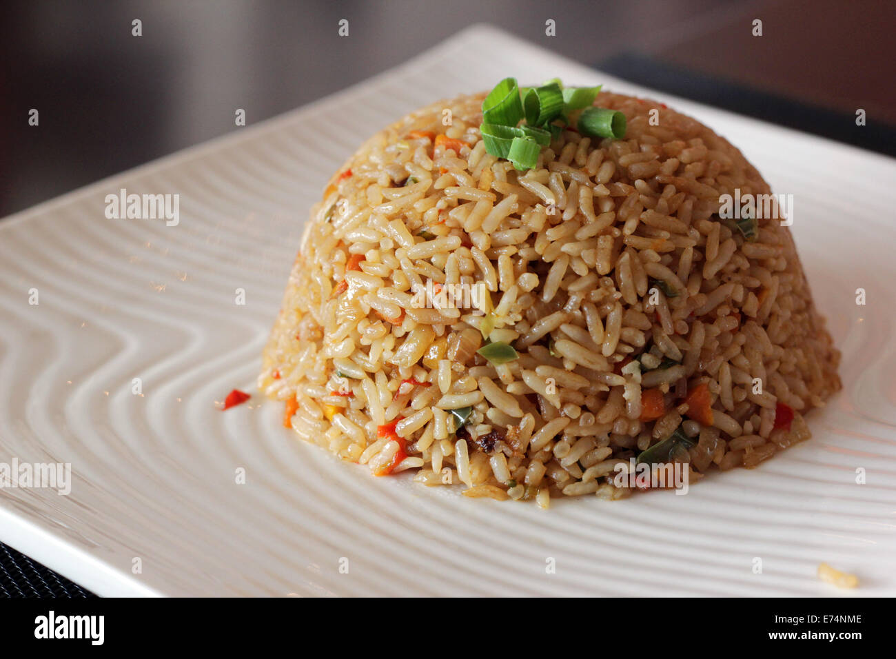 Yakimeshi: Japanese fried rice on a white plate served in a restaurant ...