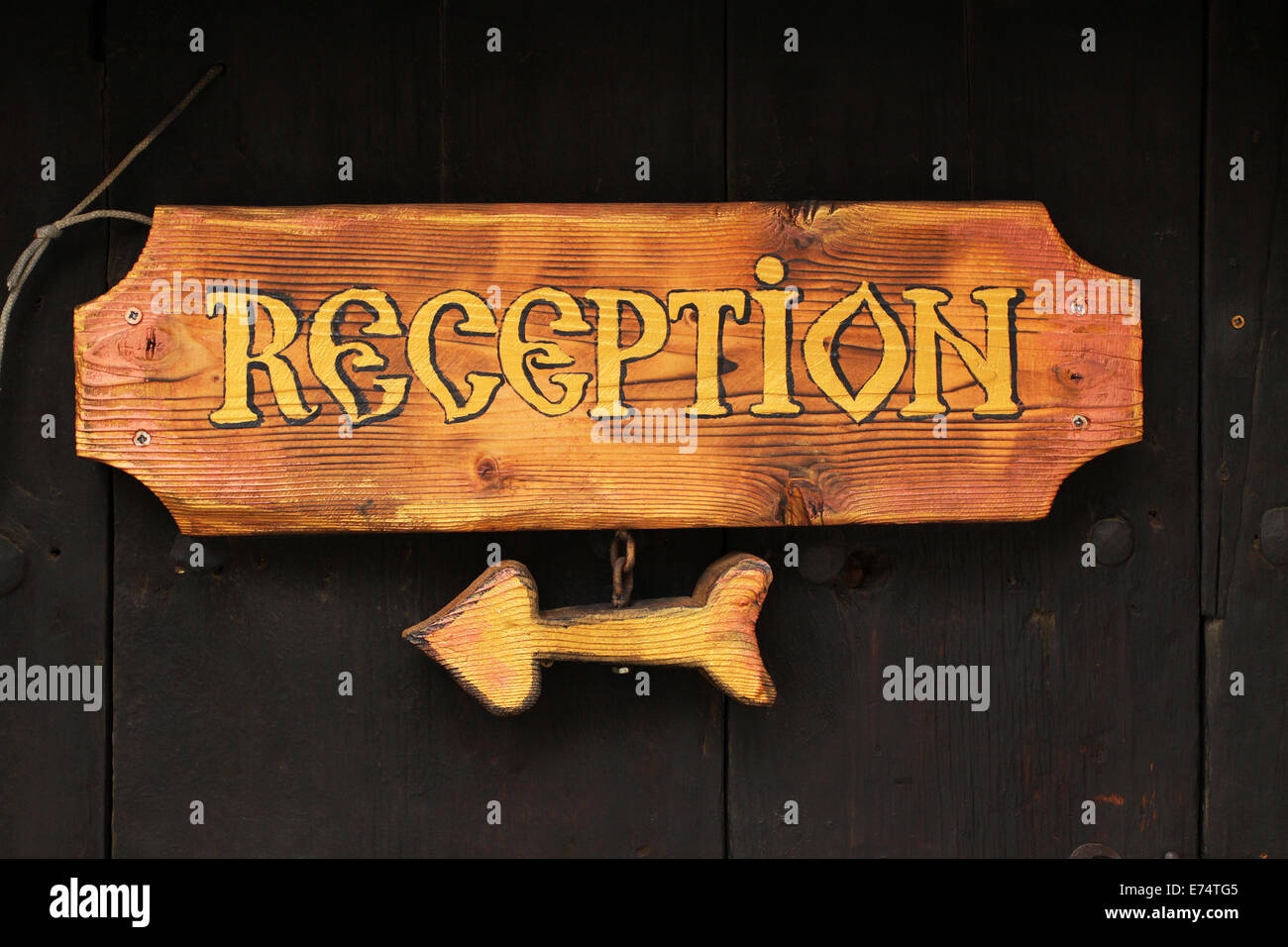 Hotel Reception desk sign. travel concept Stock Photo - Alamy