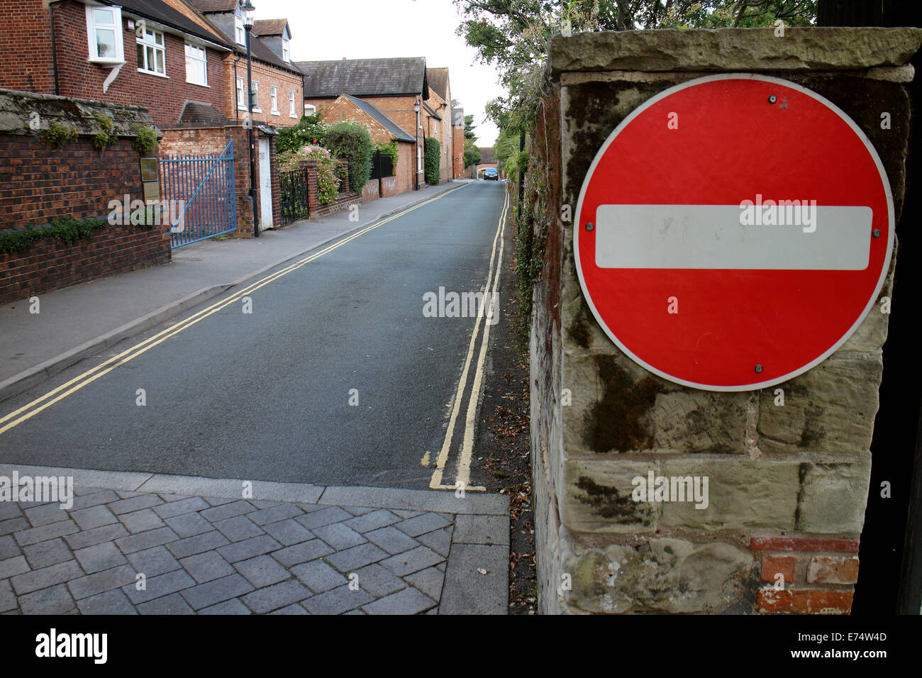 No entry sign and one-way street Stock Photo - Alamy