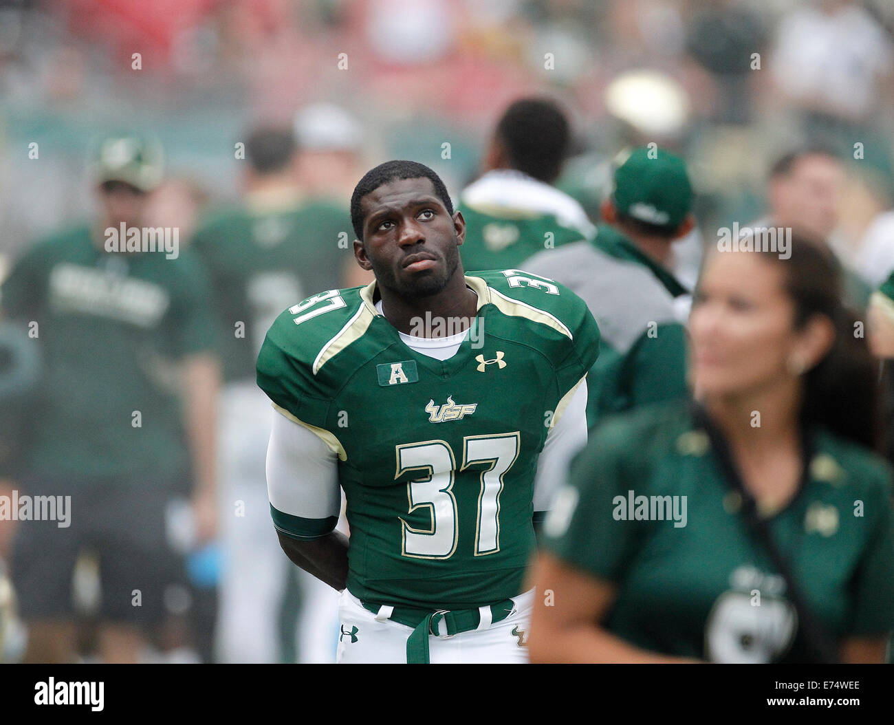 City, Florida, US. 6th Sep, 2014.South Florida running back Rodney ...