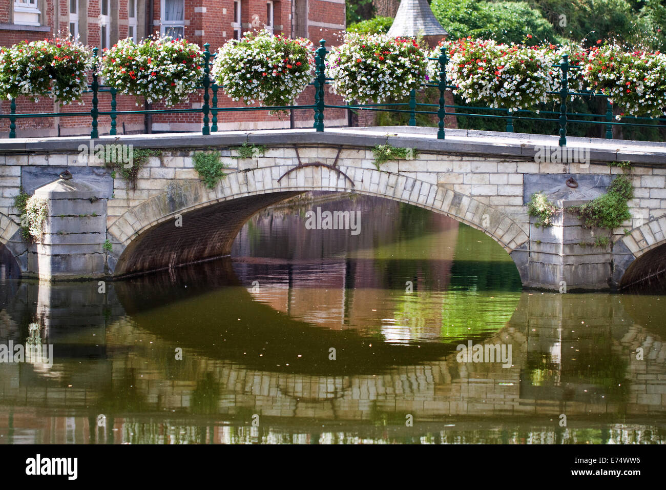 The River Nete, running through the centre of the town of Lier, Belgium ...