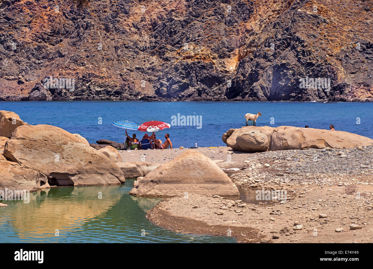 Livada beach located at the northeast side of Tinos island, Cyclades ...
