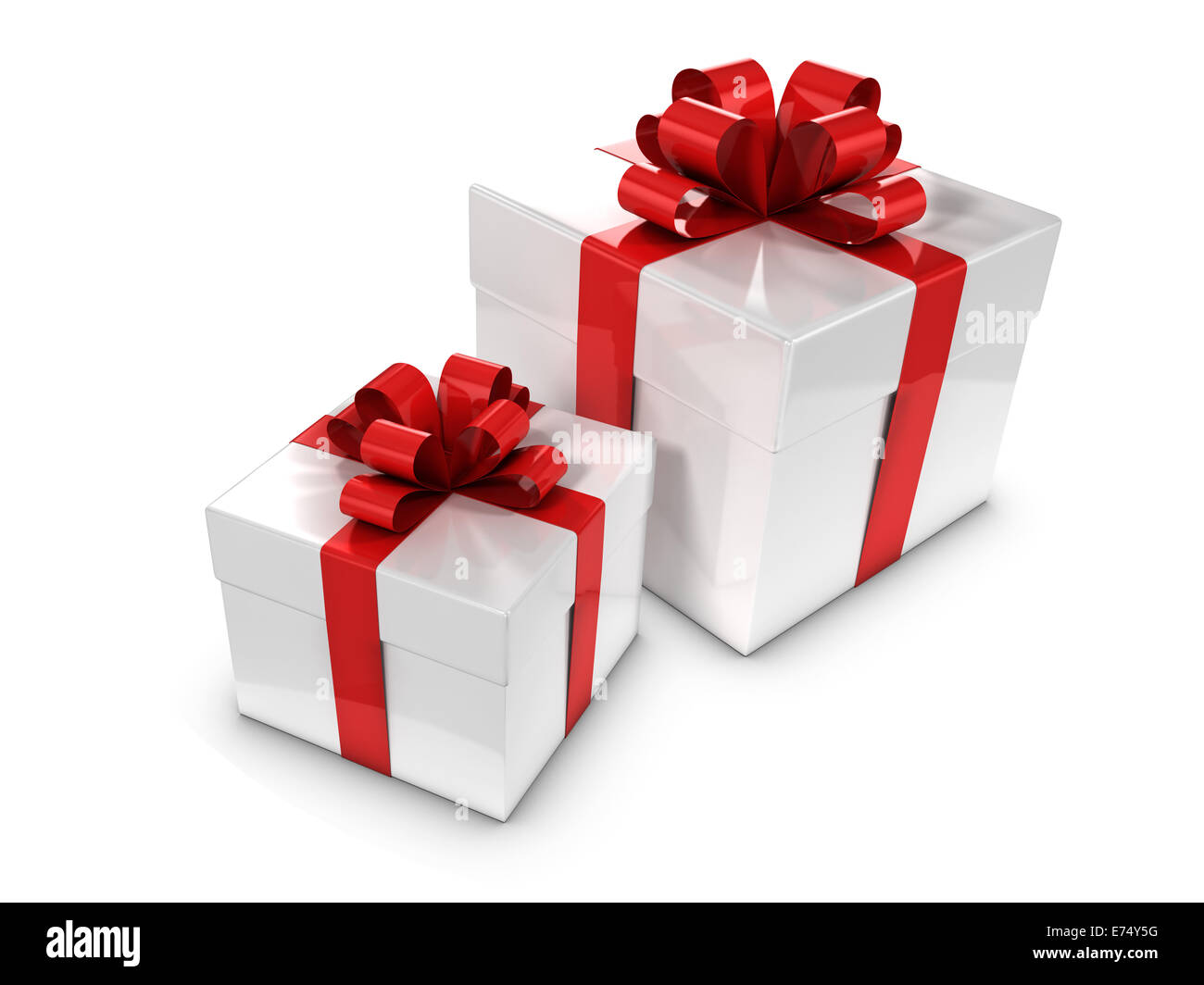 3d render of two white and red gift boxes Stock Photo - Alamy