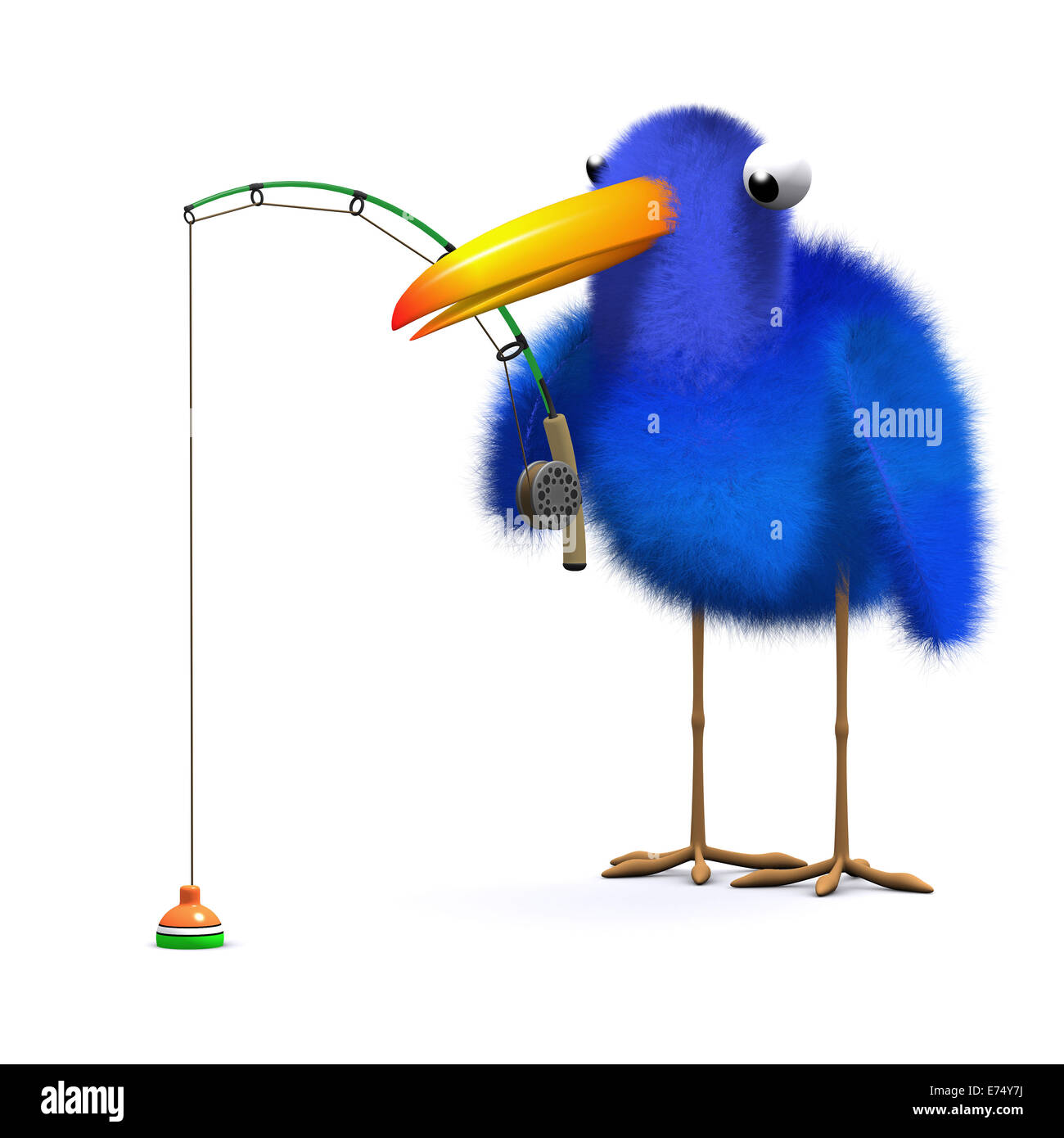 3d render of a bluebird fishing Stock Photo - Alamy