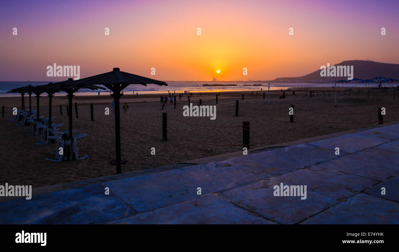 Beautiful sunset over Atlantic Ocean in Agadir, Morocco Stock Photo - Alamy