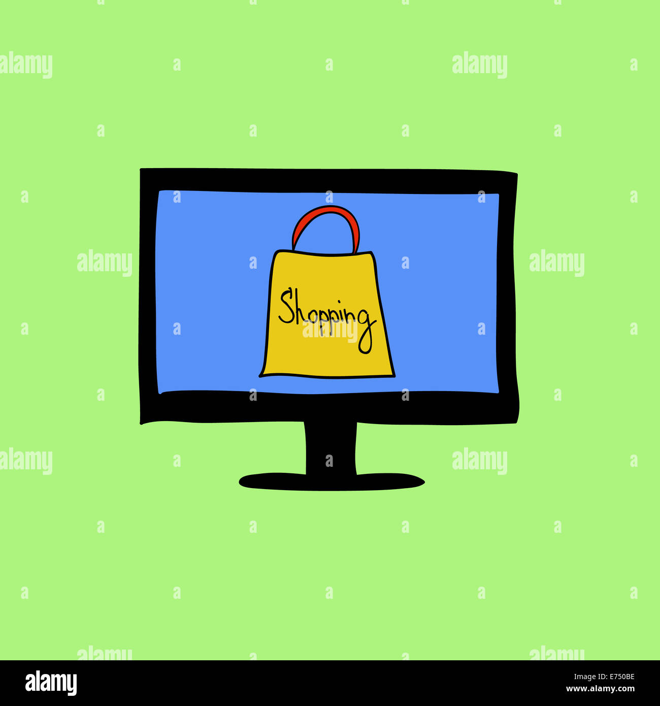 Doodle color online shopping sign Stock Photo - Alamy