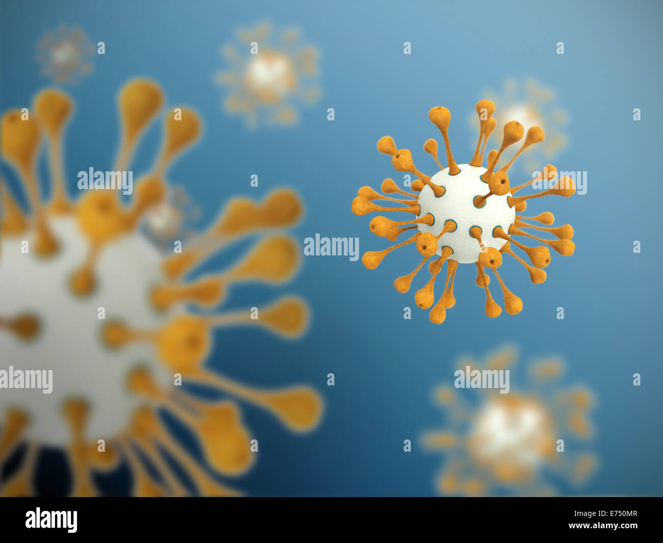 3d render illustration of round virus on blue background Stock Photo ...