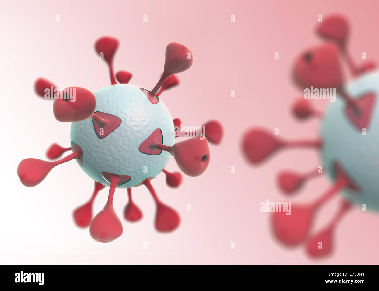 3d render illustration of round virus on red light gradient background ...