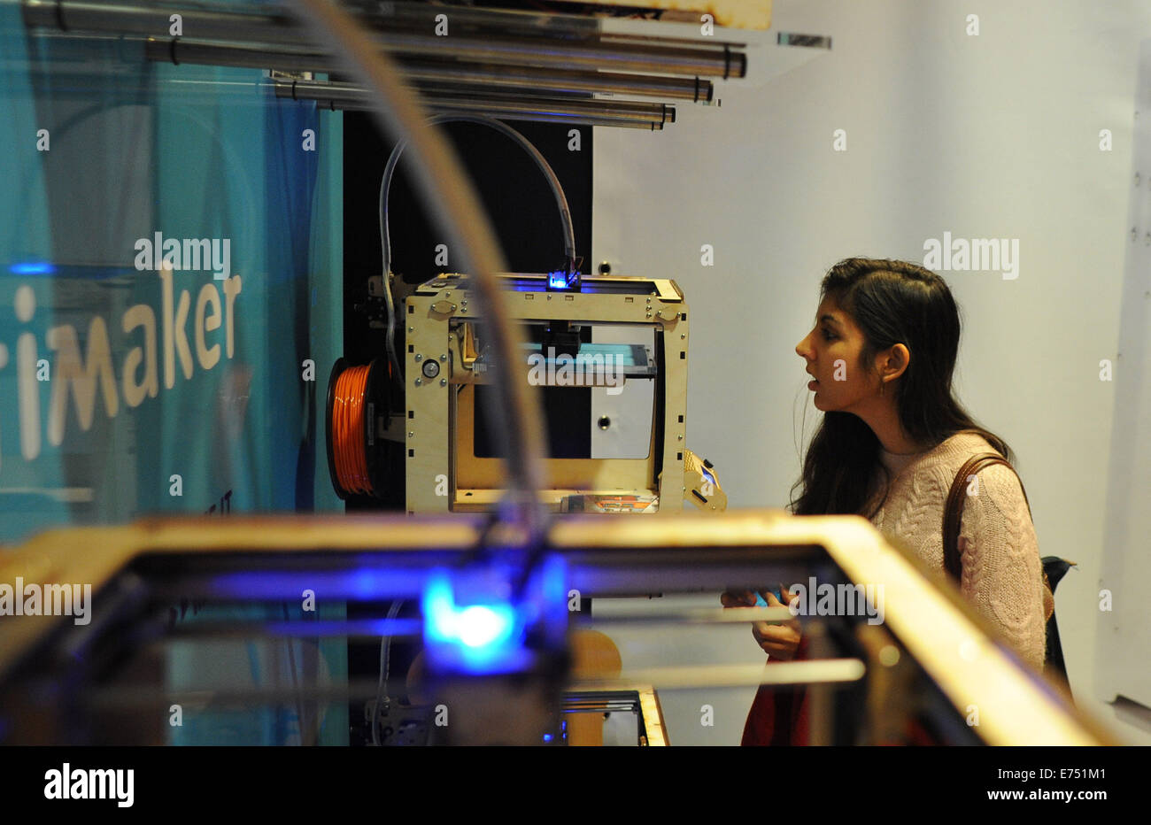 3D printers on display during the Paris 3D printshow, an event ...