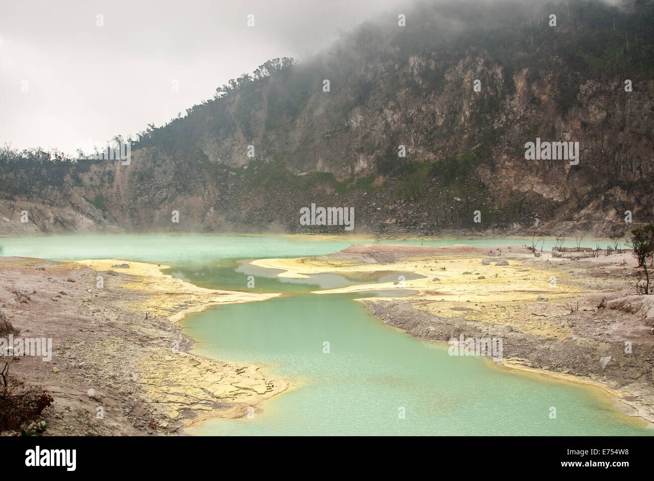 White crater lake in Java, Indonesia Stock Photo - Alamy