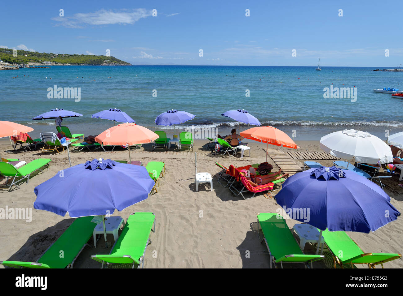 Agia Marina beach in Aegina island, Greece Stock Photo - Alamy