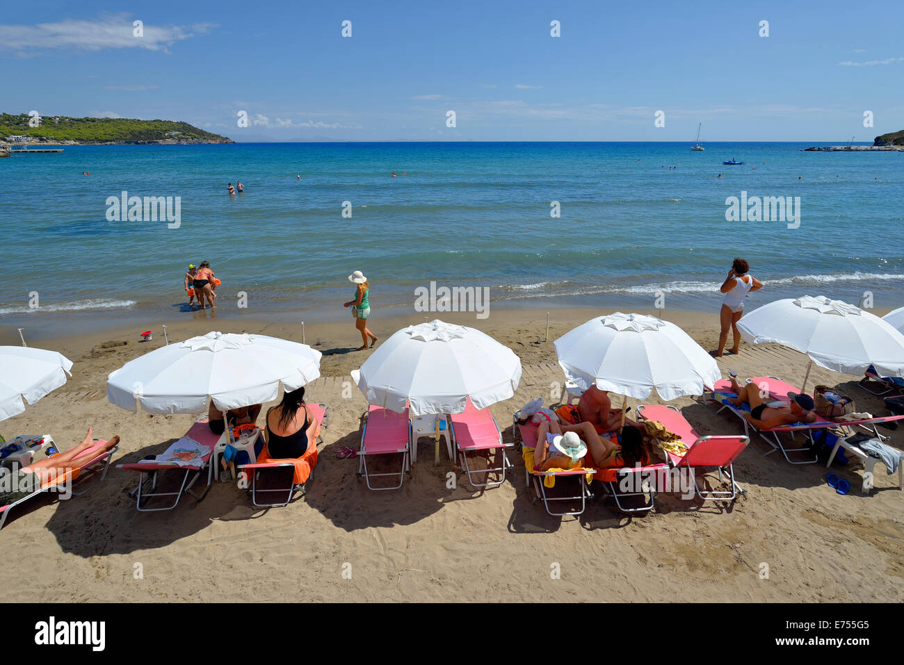 Agia Marina beach in Aegina island, Greece Stock Photo - Alamy