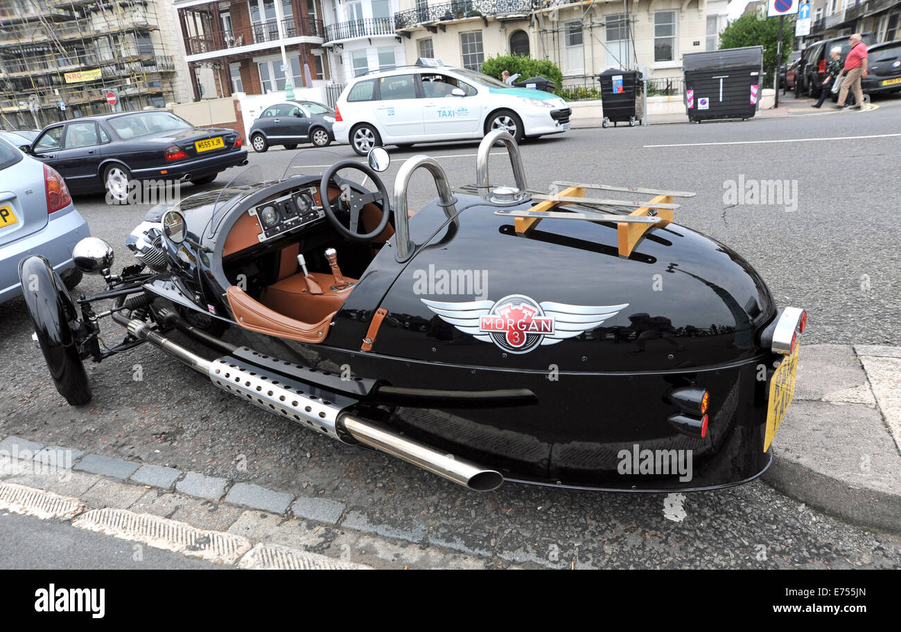 Brighton UK - Morgan 3 three wheeler model wheeled car parked in a ...