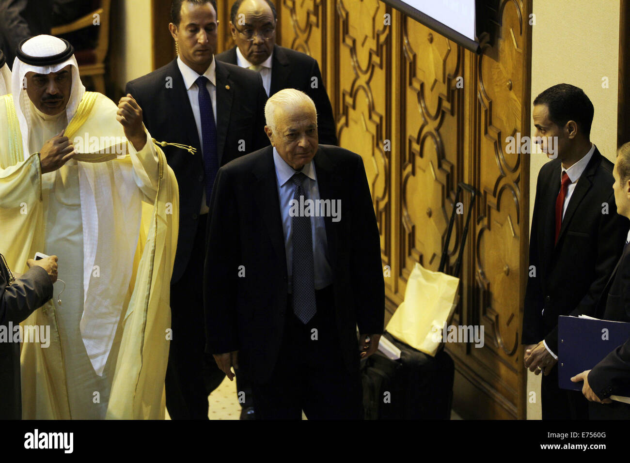 Cairo, Egypt. 7th Sep, 2014. Arab League Secretary-General Nabil ...