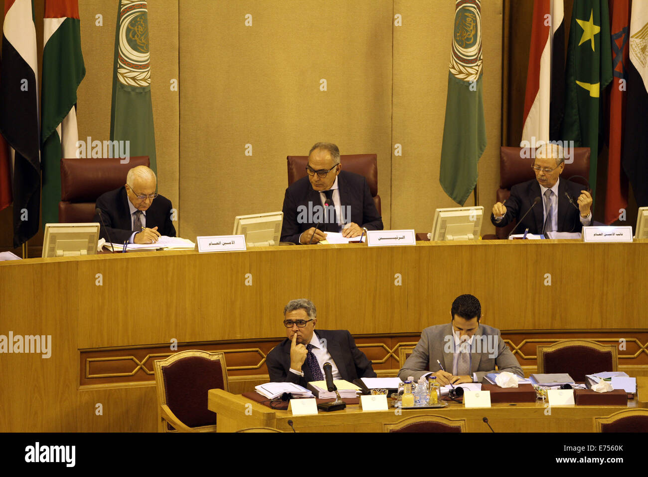Cairo, Egypt. 7th Sep, 2014. Arab League Secretary-General Nabil ...