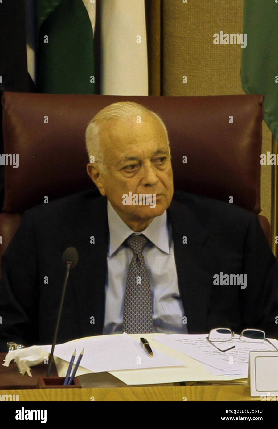 Cairo, Egypt. 7th Sep, 2014. Arab League Secretary-General Nabil ...