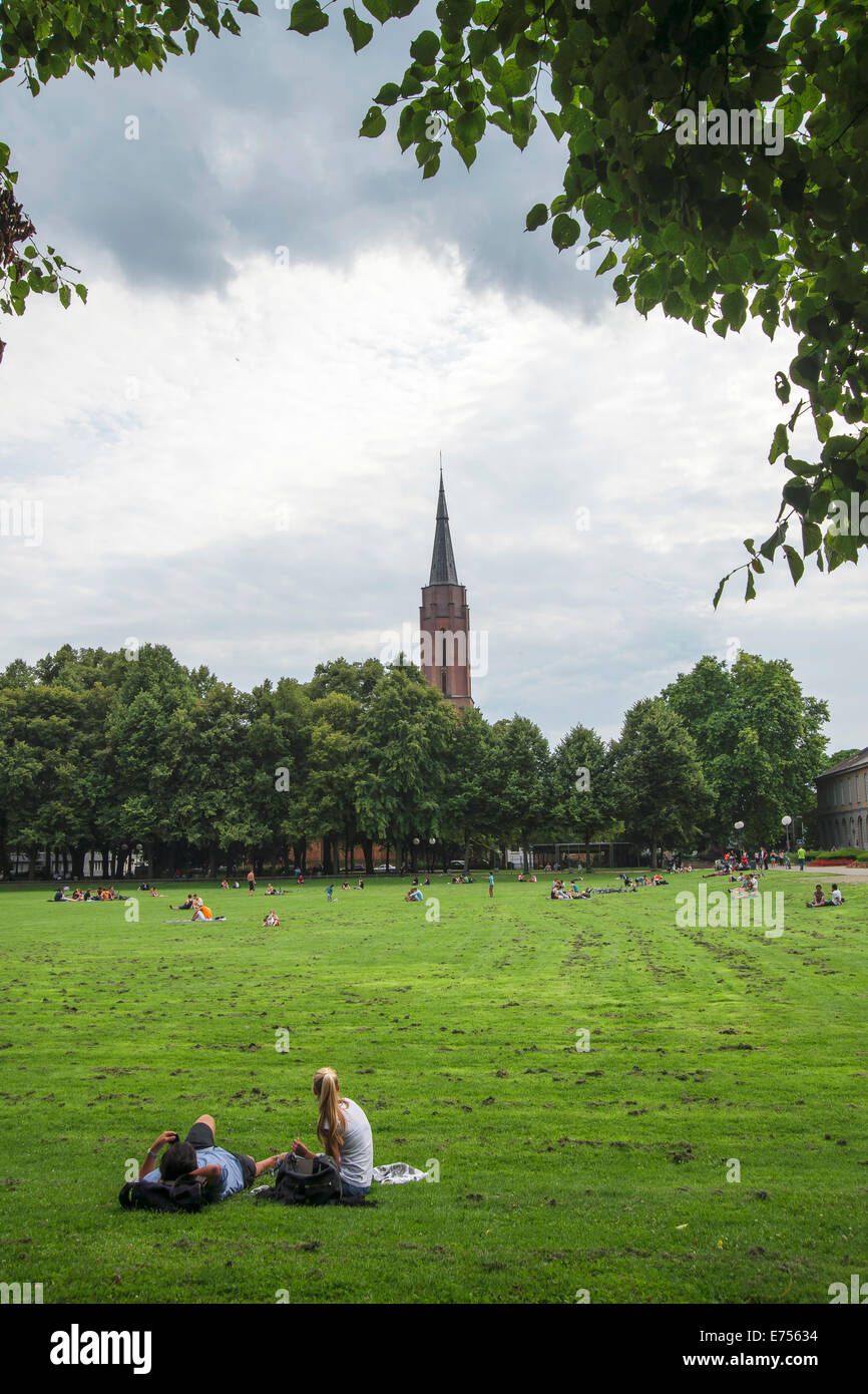 Students relax on the grass near the University building, Bonn , Germany, Europe Stock Photo - Alamy