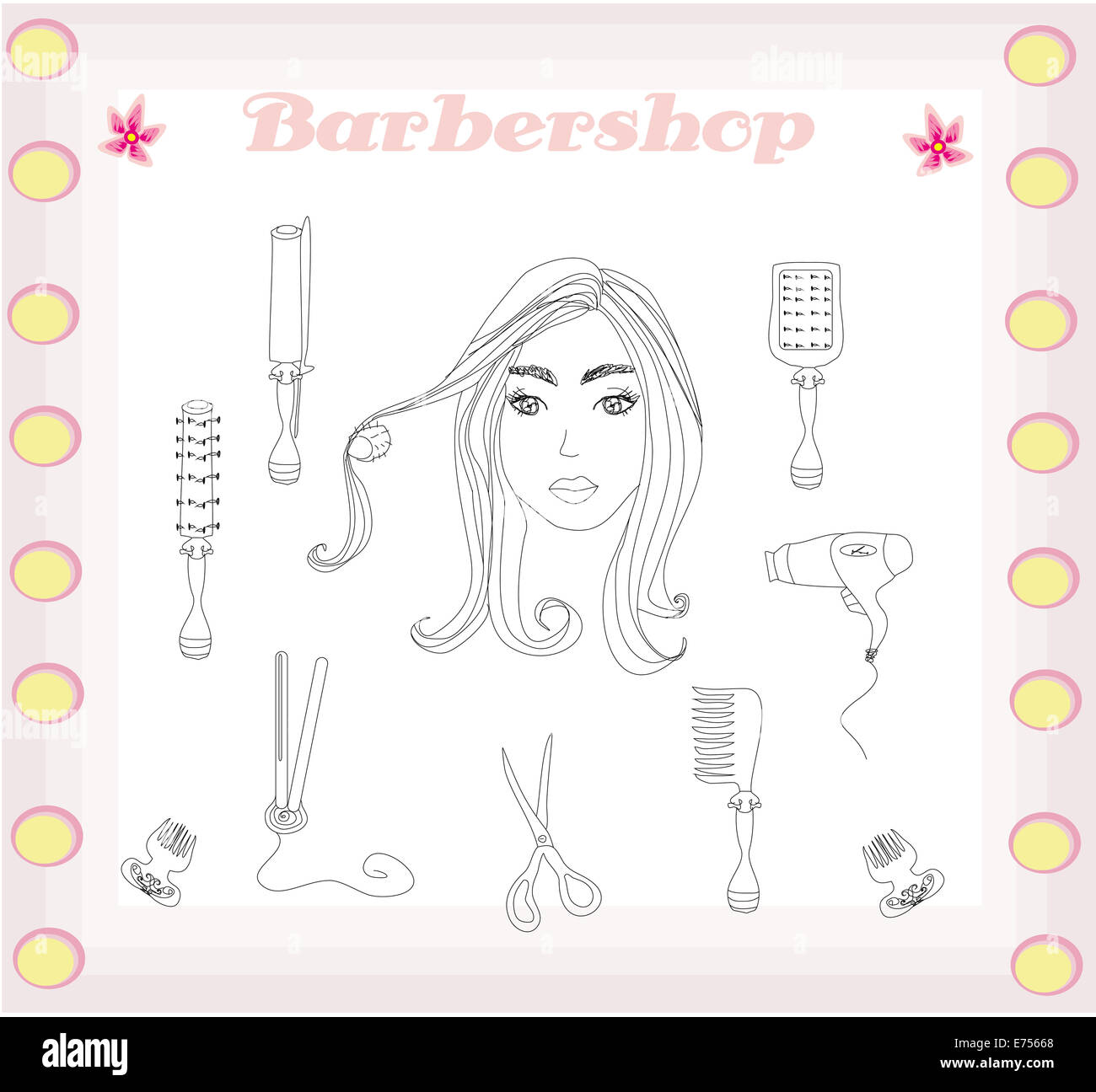 barber and hairdresser doodle set Stock Photo - Alamy