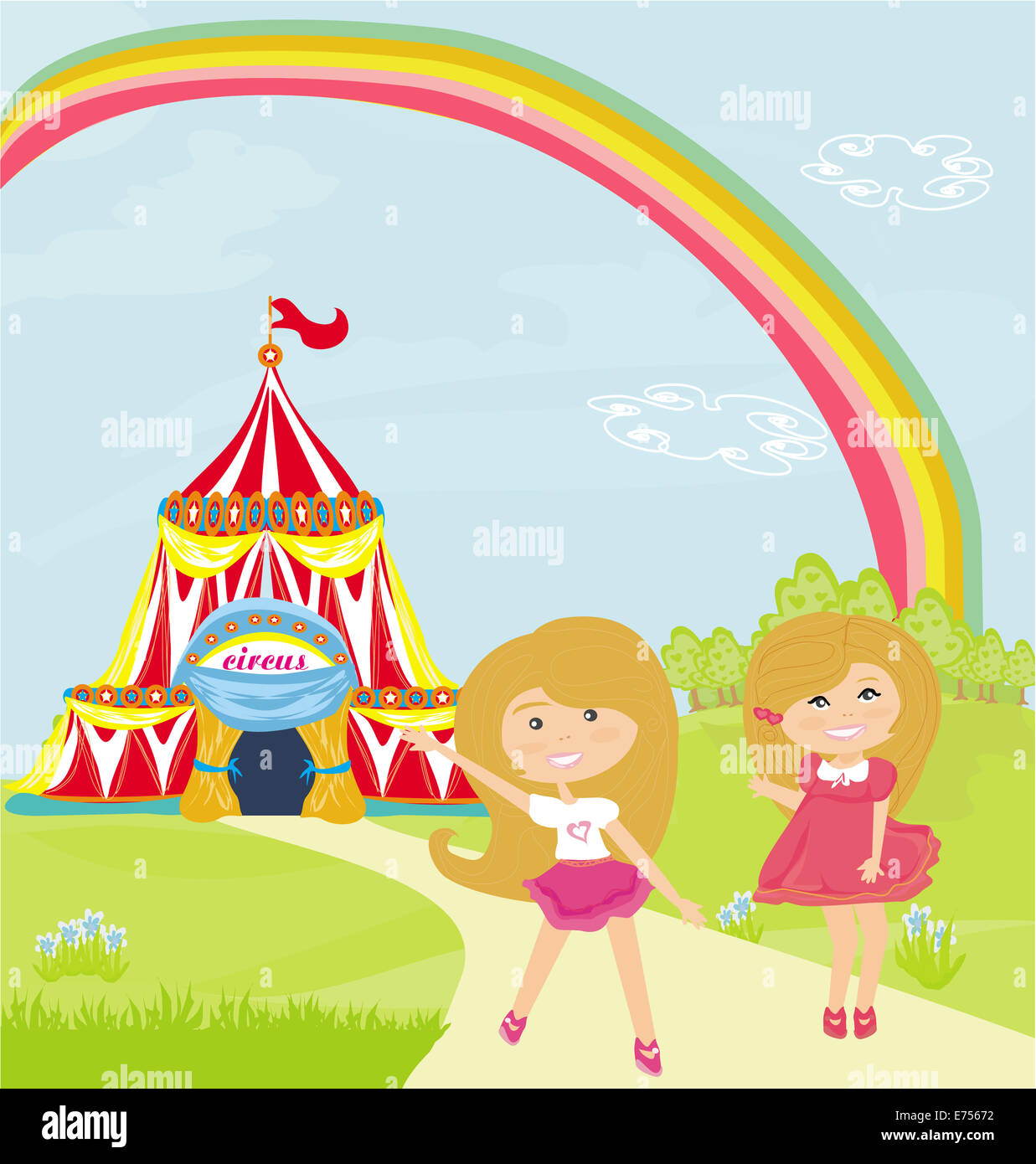 Children waiting for the opening of the circus Stock Photo - Alamy