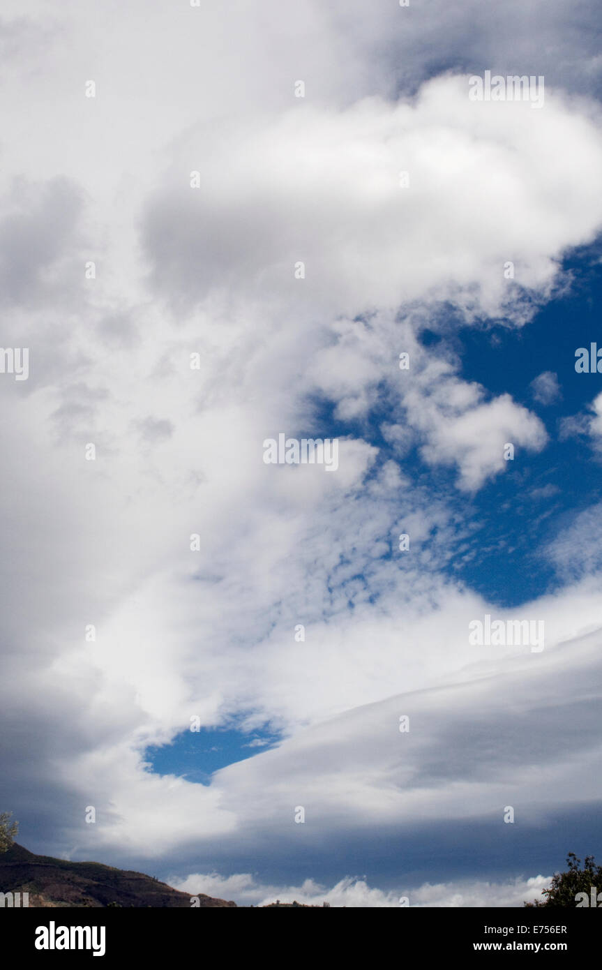 Expanse of cloud over mountains Orgiva Granada region Alpujarras South ...