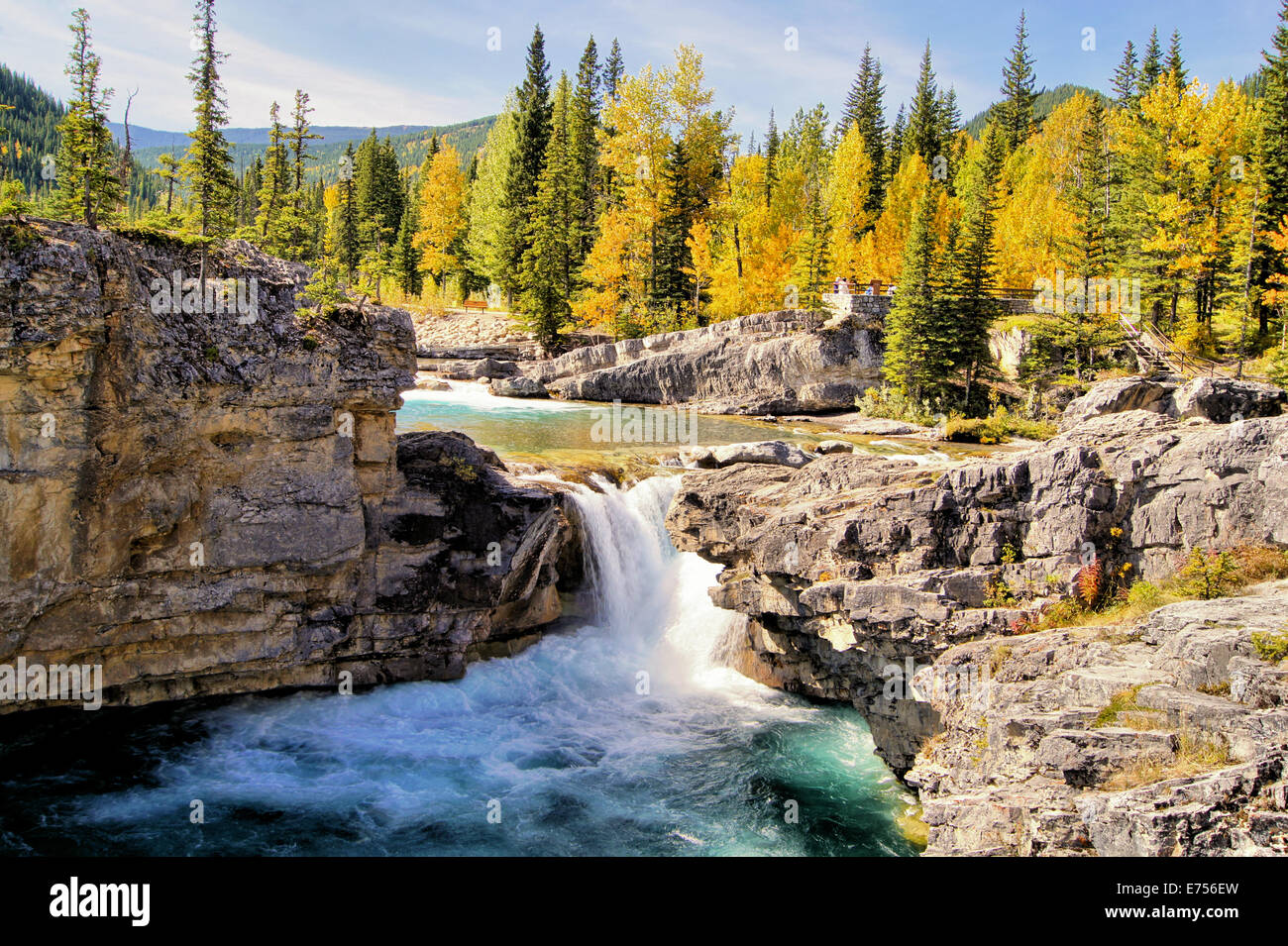 Waterfall, Kananaskis, Canadian Rockies during autumn Stock Photo - Alamy