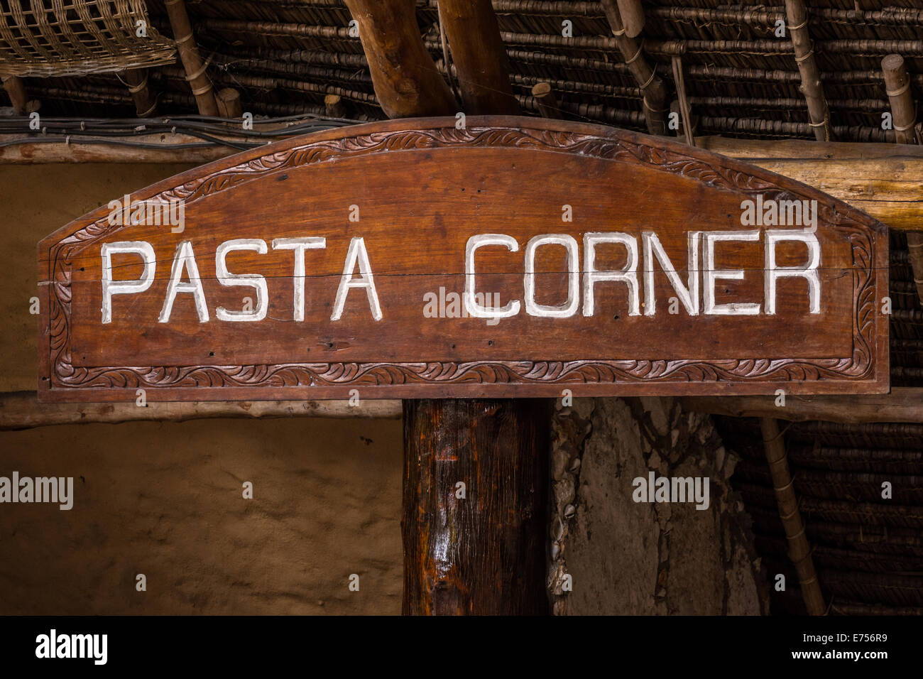 Pasta corner sign Stock Photo - Alamy