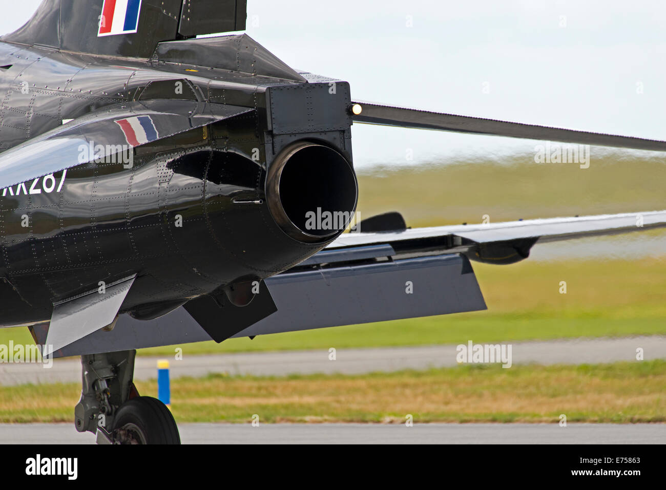 Raf Valley exhaust of a hawk T1 Fast Jet Anglesey North Wales Uk Stock ...