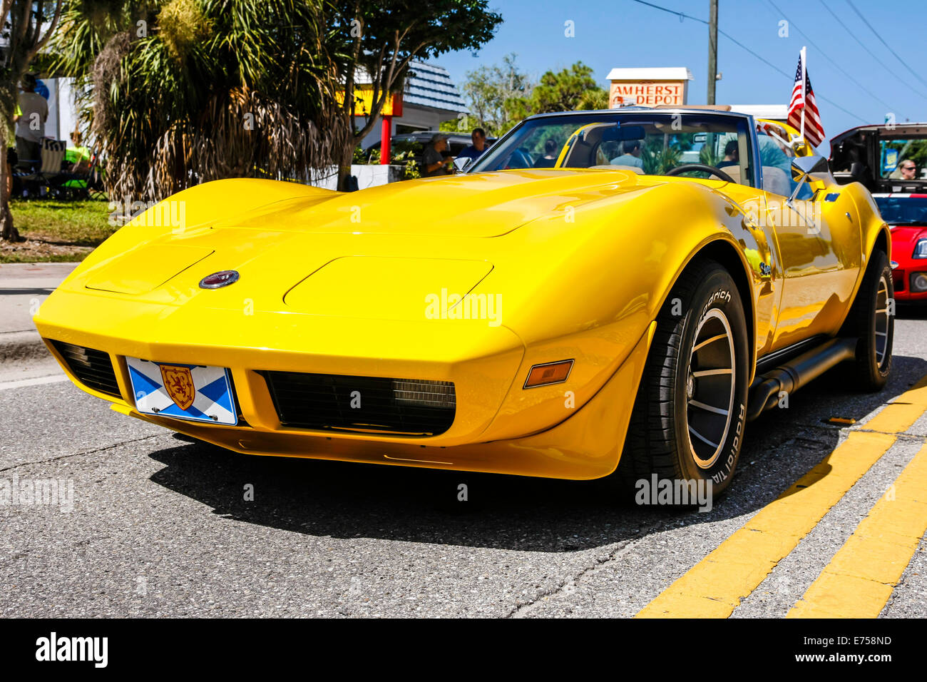 1970s Yellow Chevy Crovette Stingray Stock Photo - Alamy