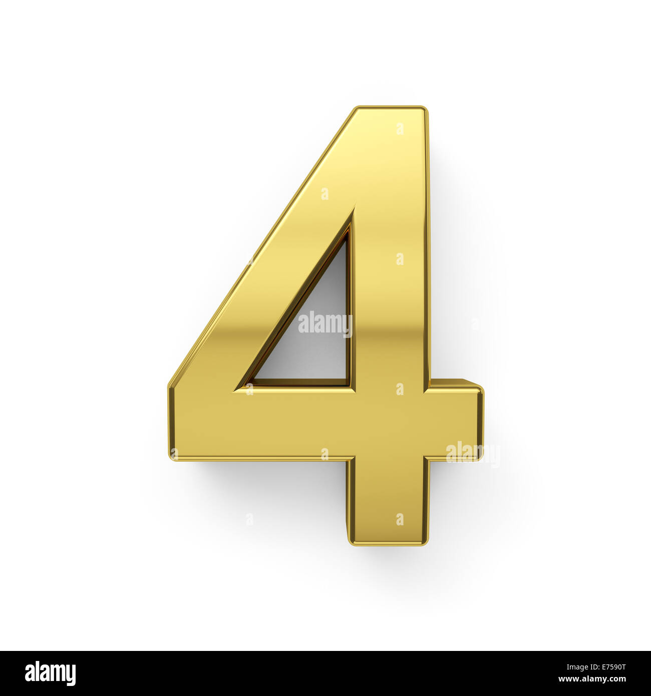3d render of golden digit four simbol - 4. Isolated on white background ...