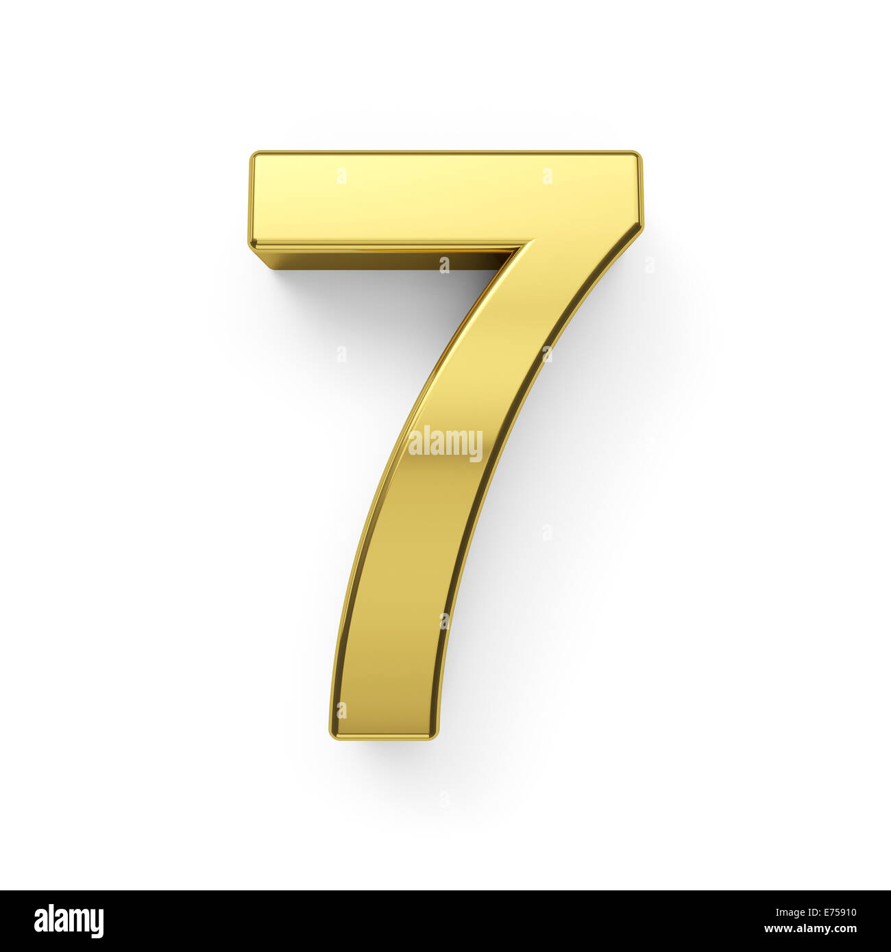 3d render of golden digit simbol - 7. Isolated on white background ...