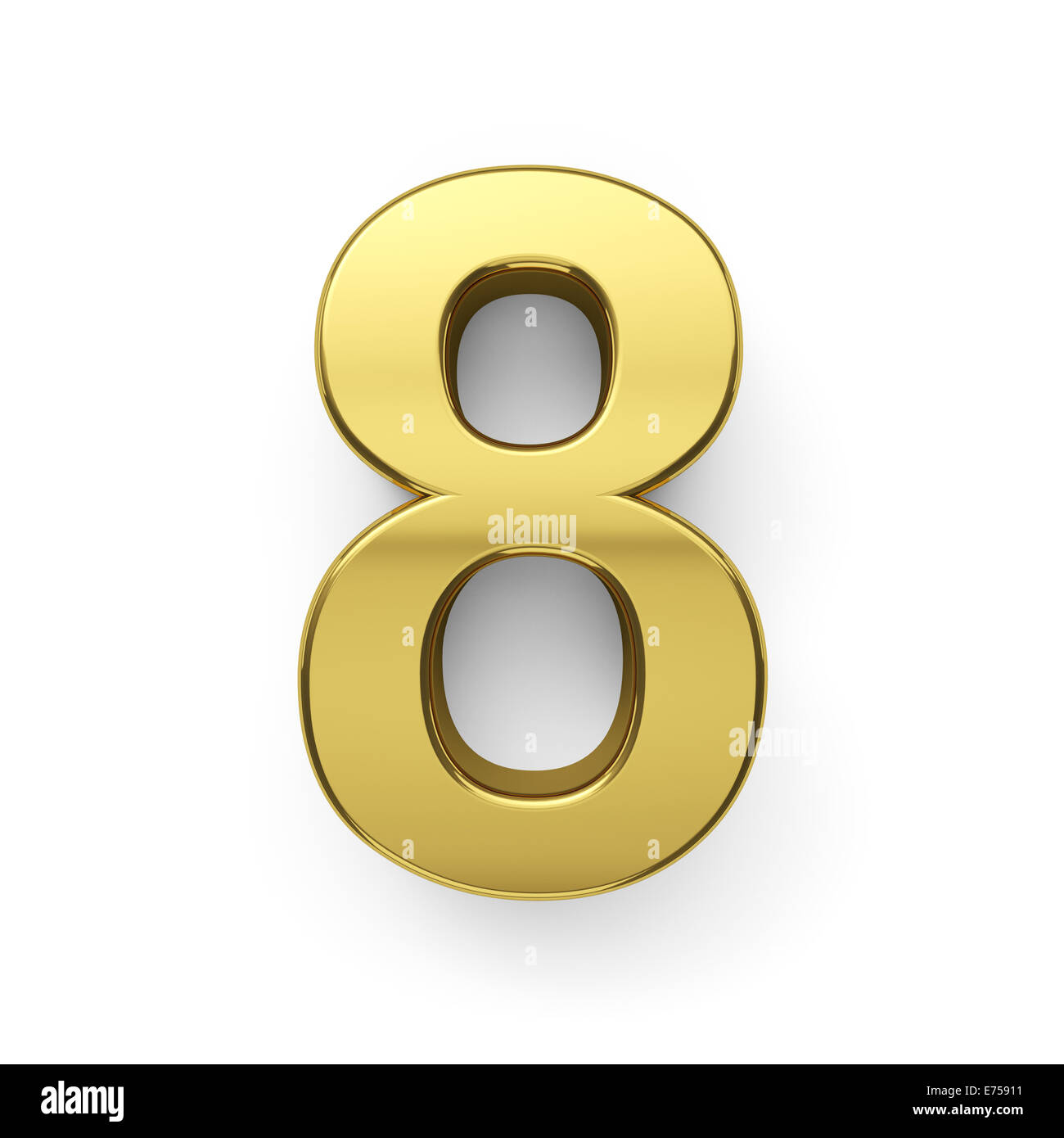 3d render of golden digit eight simbol - 8. Isolated on white ...