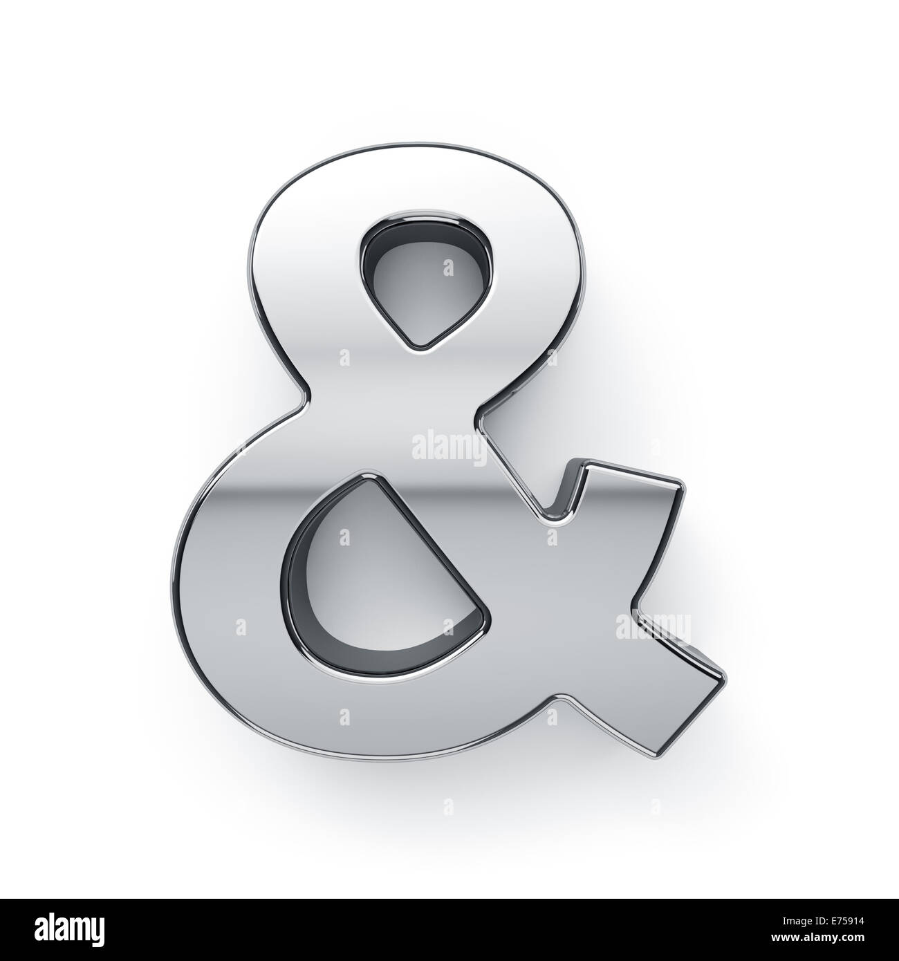3d render of metalic ampersand letter simbol - &. Isolated on white ...