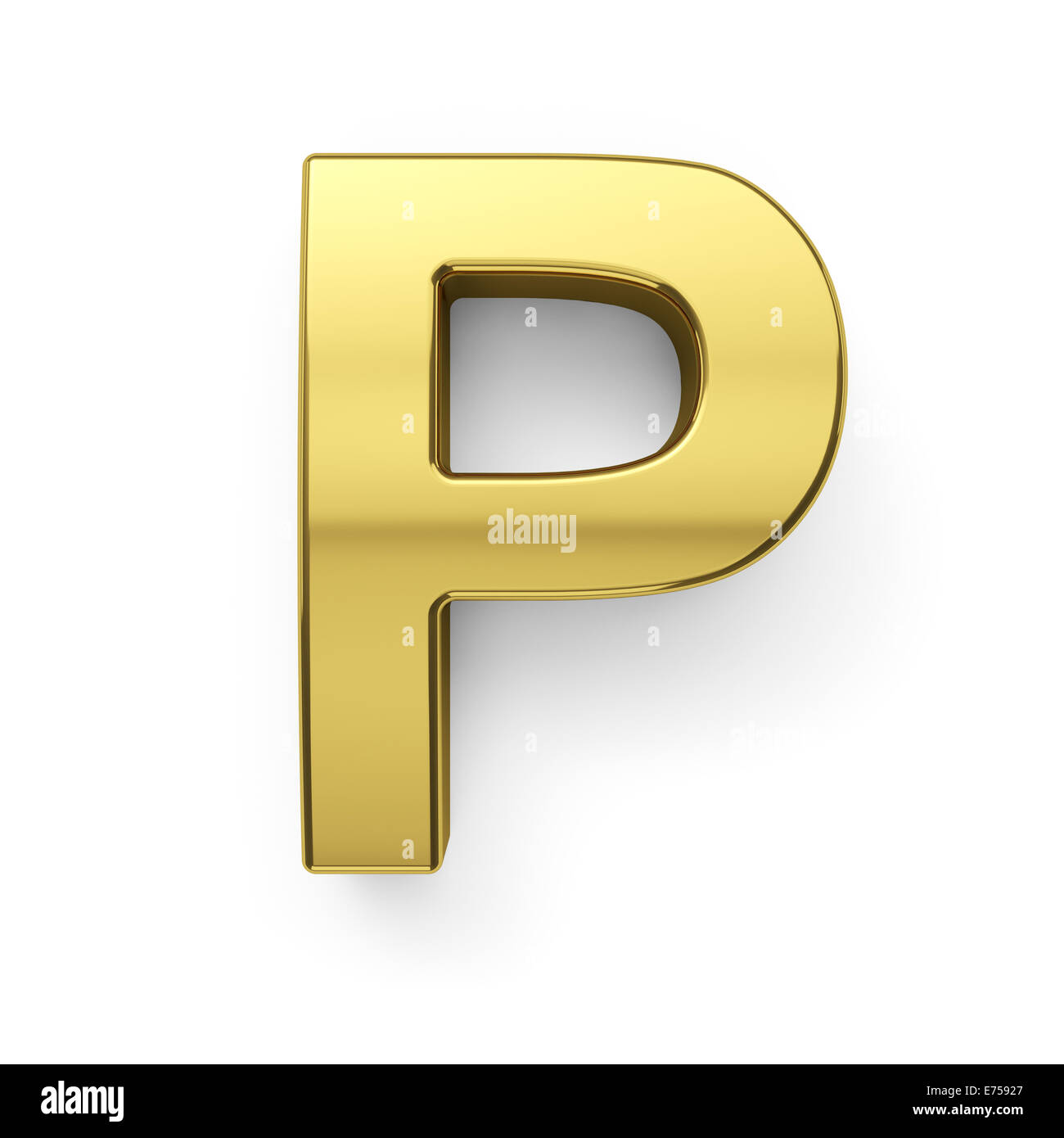 3d render of golden alphabet letter simbol - P. Isolated on white ...